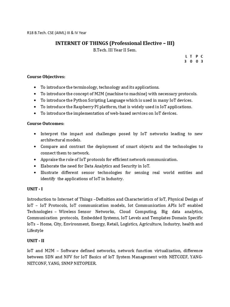 IoT Syallabus | PDF