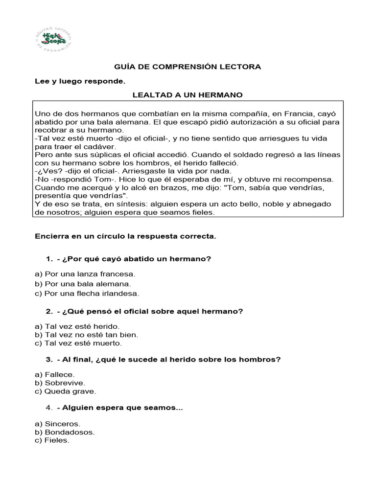 Comprension Lectora Tercero Pdf