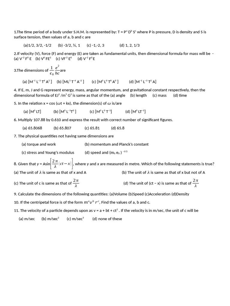 DPP- UNIT & MESUREMENTS | PDF