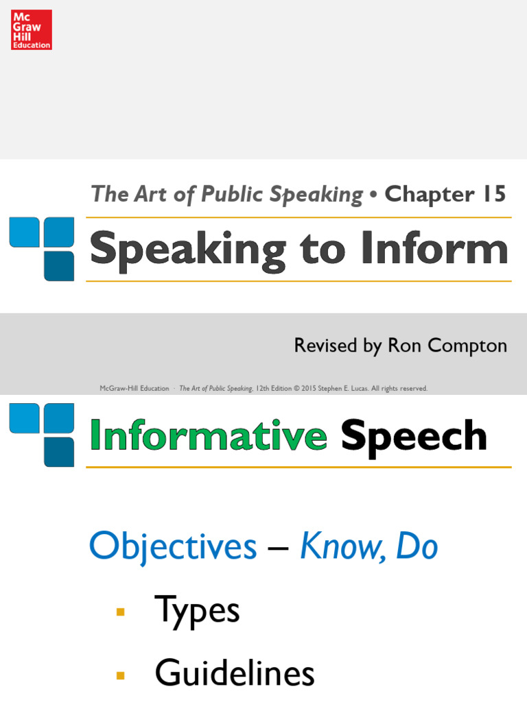 Stephen E. Lucas - The Art of Public Speaking Chapter 15 - Speaking To Inform | PDF | Public ...