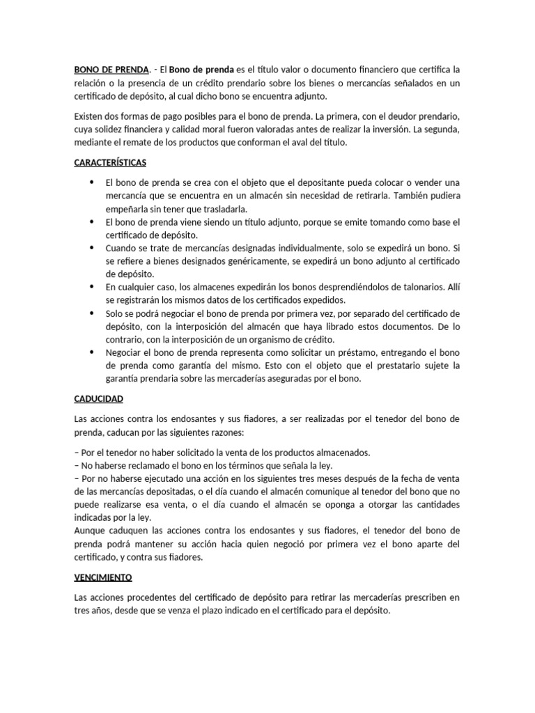 Bono de Prenda | PDF