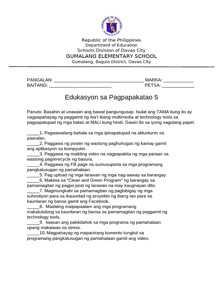 Paggawa NG Proyekto Gamit Ang Multimedia ESP 5 3Q | PDF
