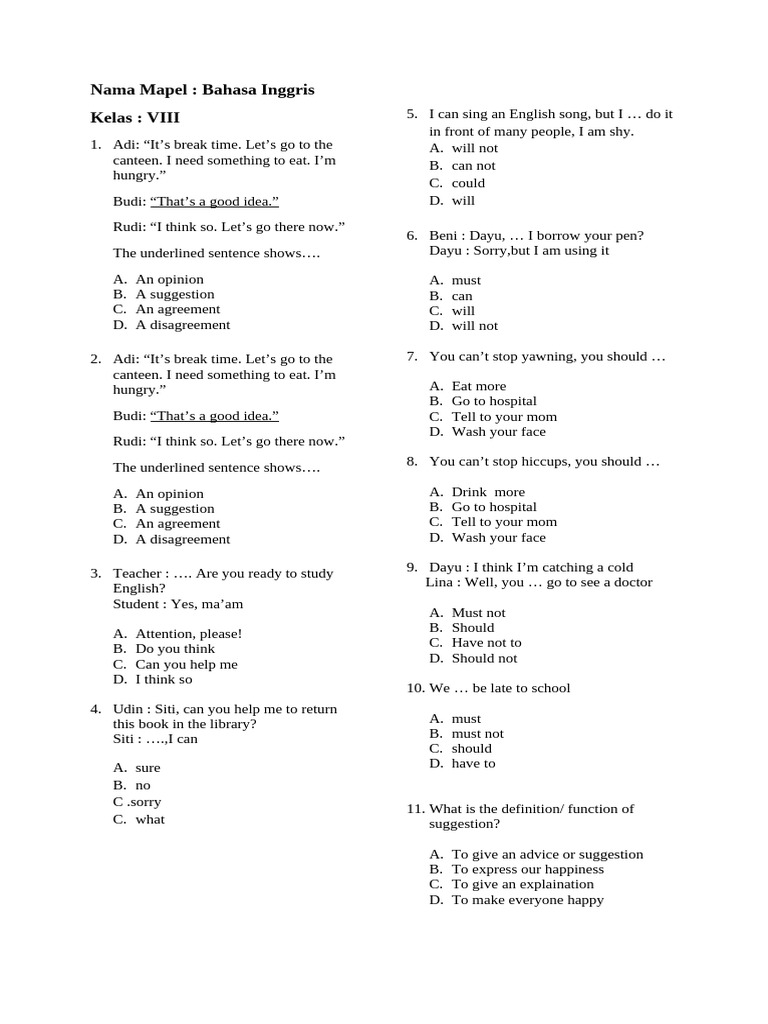 Soal English Sem 1 2023 Upd | PDF