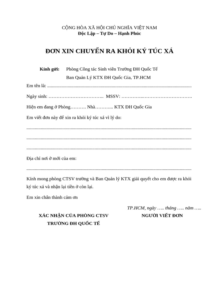 Don Xin Chuyen Ra Khoi KTX | PDF