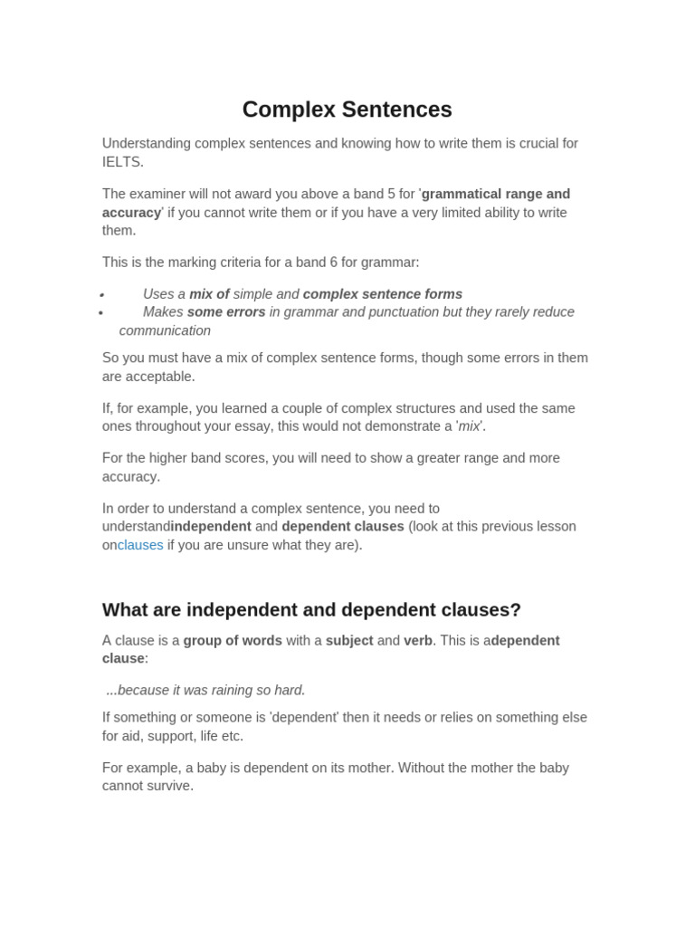 Complex Sentences | PDF