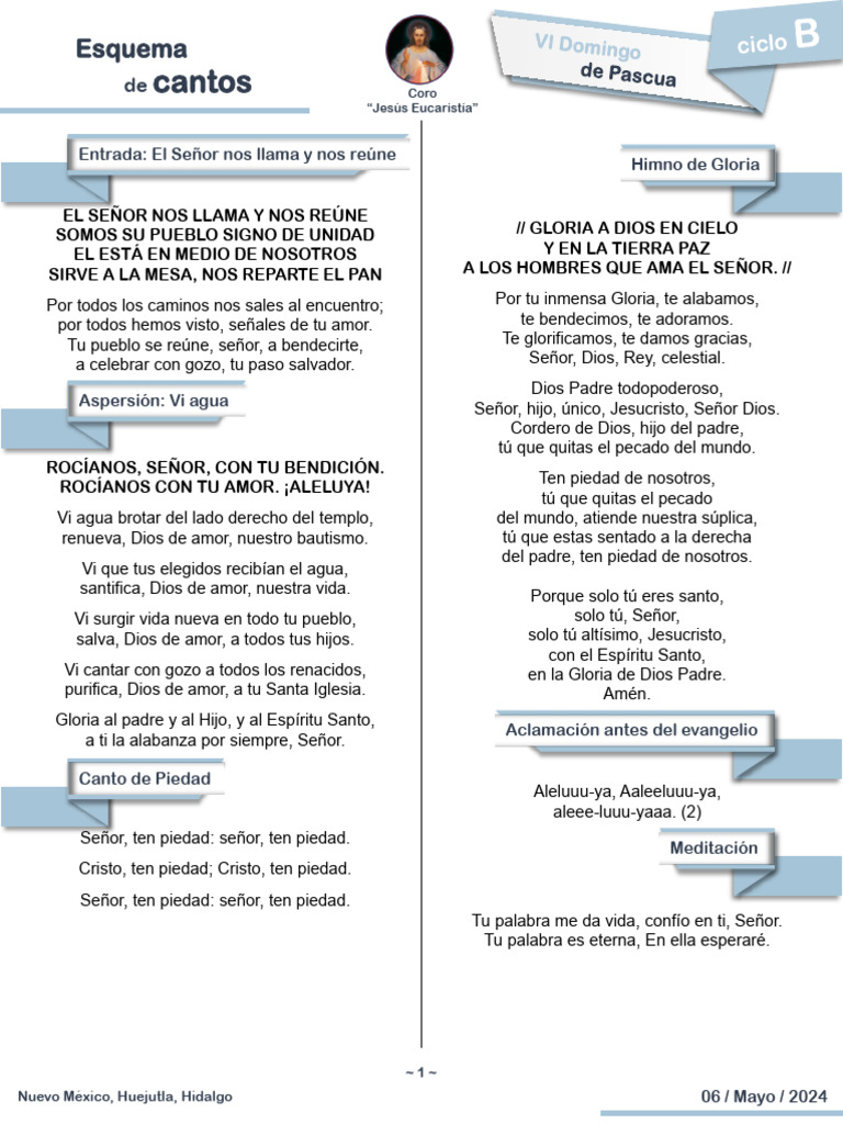 Esquemas de Cantos | PDF | eucaristía | Religión y espiritualidad