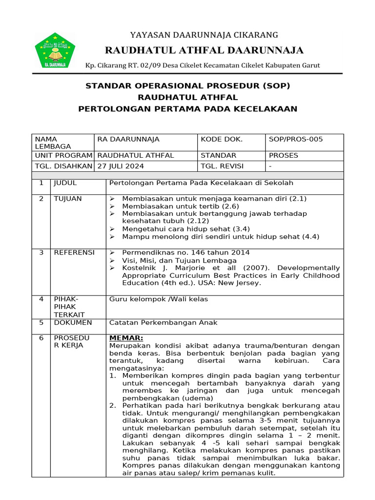 5 Sop P3K Ra Daarunnaja | PDF