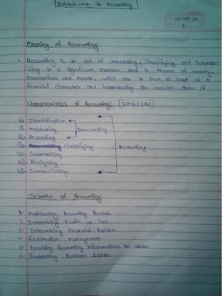 Introduction To Accounting Class 11 | PDF