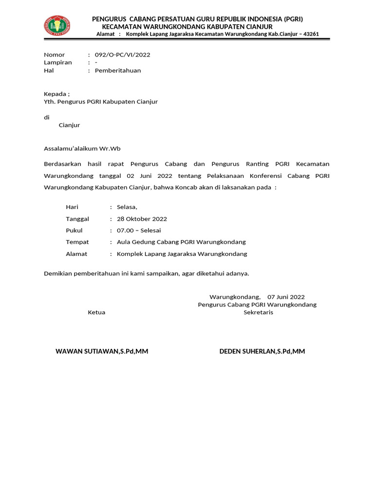 Surat Pemberitahuan | PDF