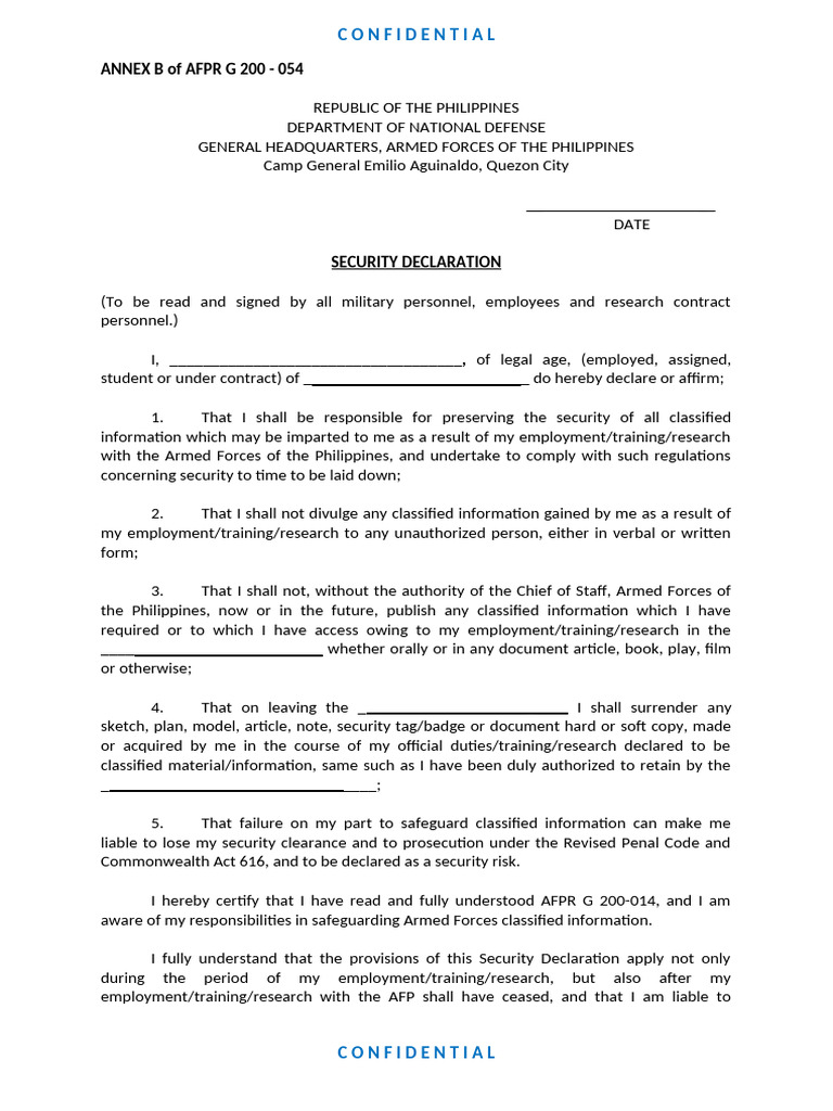 Security Declaration (6ID) | PDF