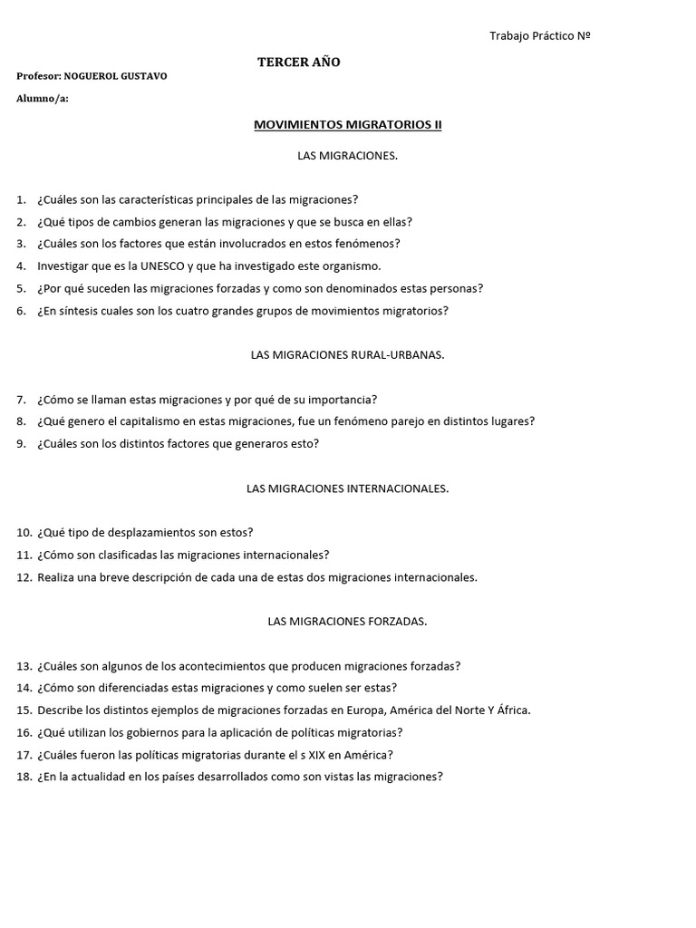 Las Migraciones Trab Prac I | PDF