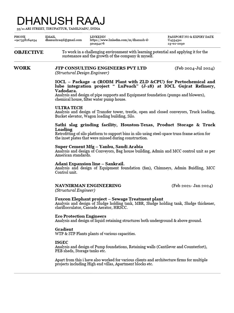 Dhanush Raaj Resume | PDF