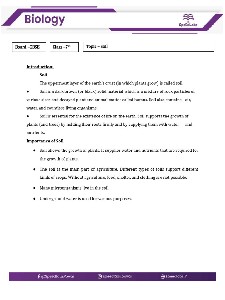 CBSE 7 Soil Notes - Docx Compressed | PDF