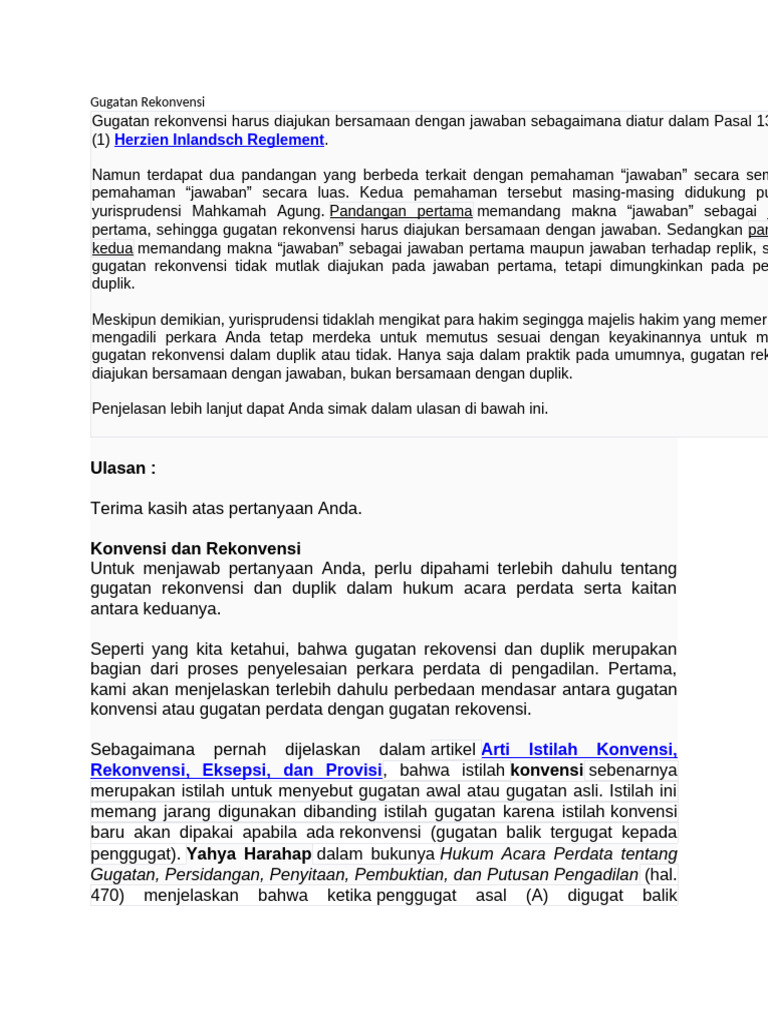 Gugatan Rekonvensi | PDF