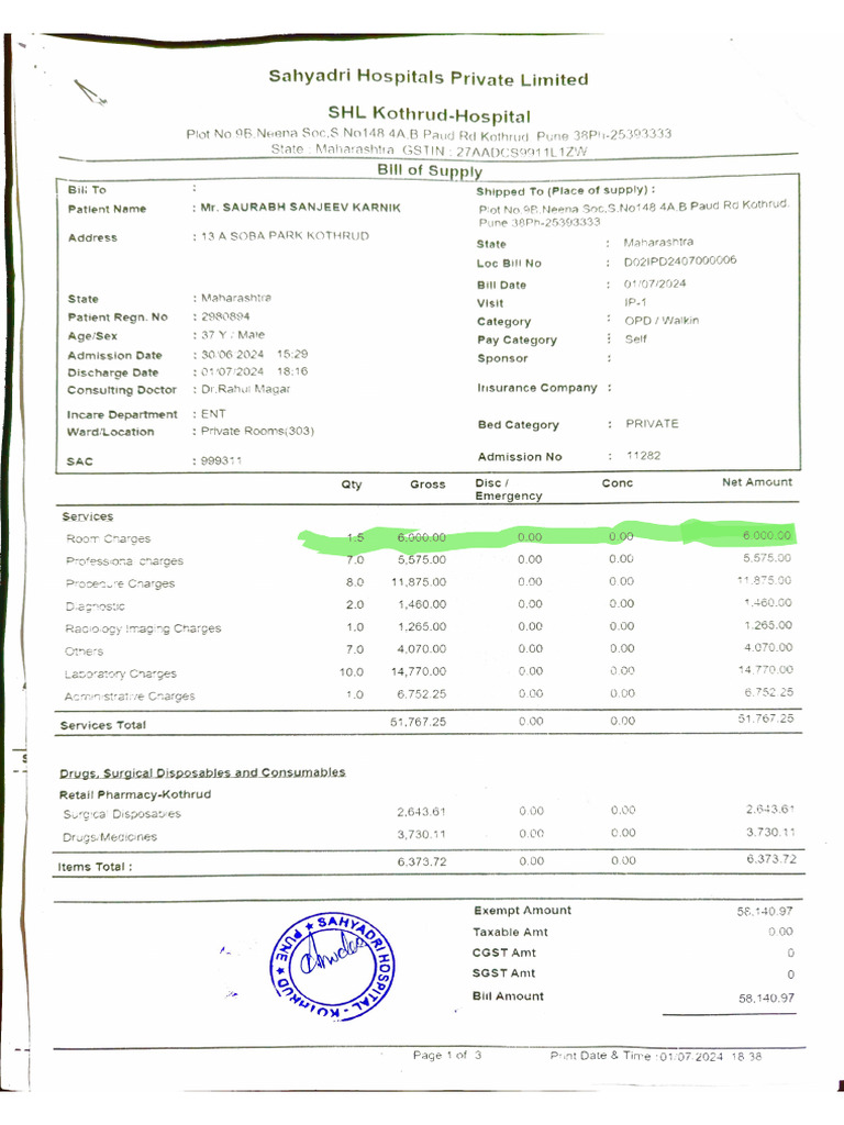 Full Bill With Breakup | PDF