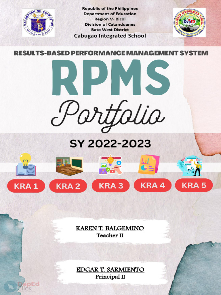 E-RPMS PORTFOLIO (Design 1) - DepEdClickQ | PDF | Learning | Pedagogy