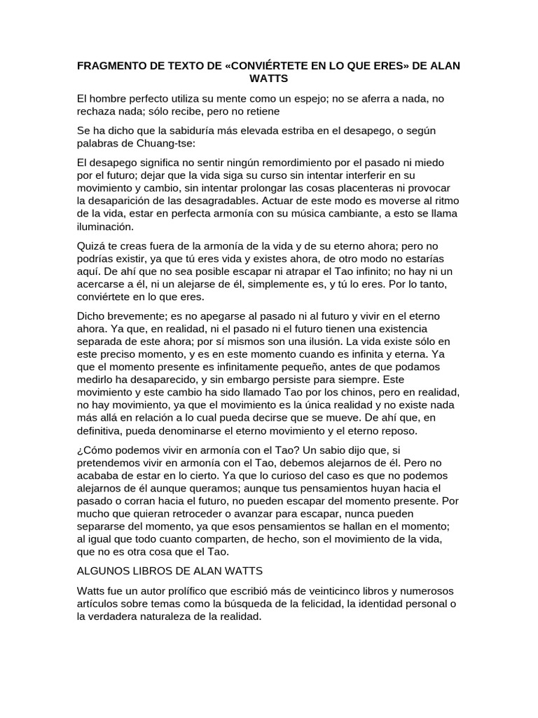 Fragmento de Texto de Alan Watts | PDF