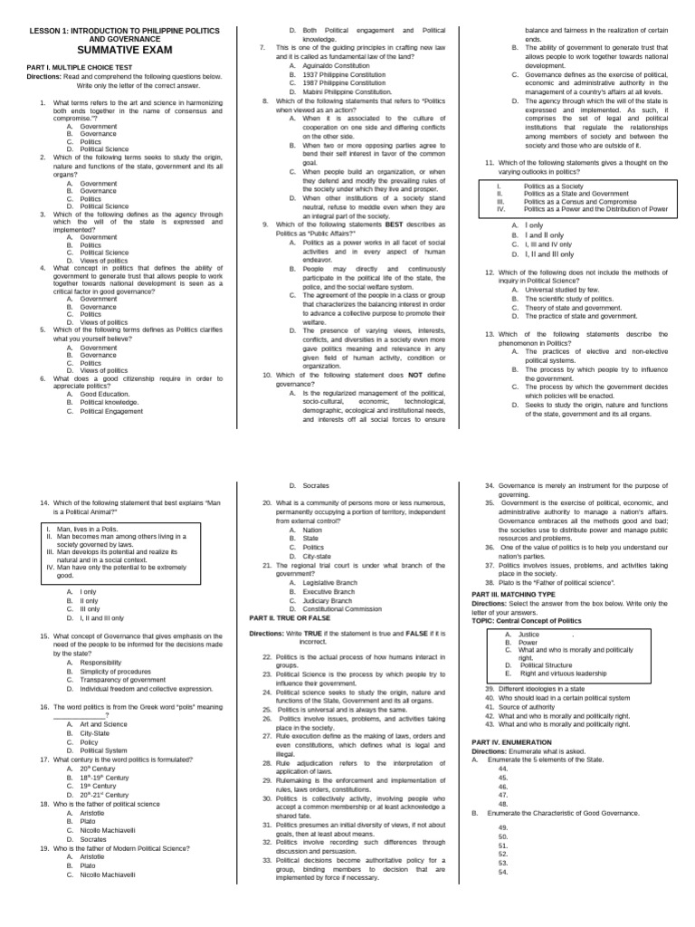 PPG LESSON 1- UNIT TEST | PDF