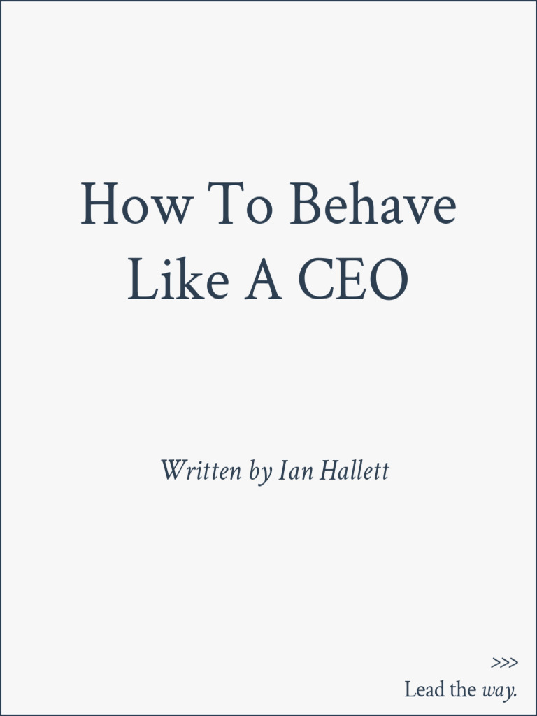 Behaving Like a CEO: Key Traits Explained | PDF | Leadership ...