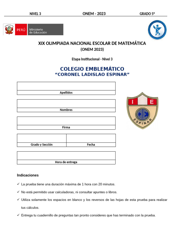 Onem 2023 - Nivel 3 | PDF