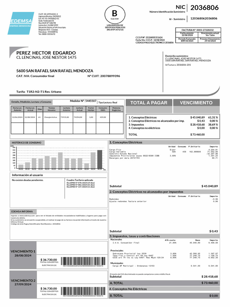 Perez Hector Edgardo: CL Lencinas, Jose Nestor 1475 | PDF