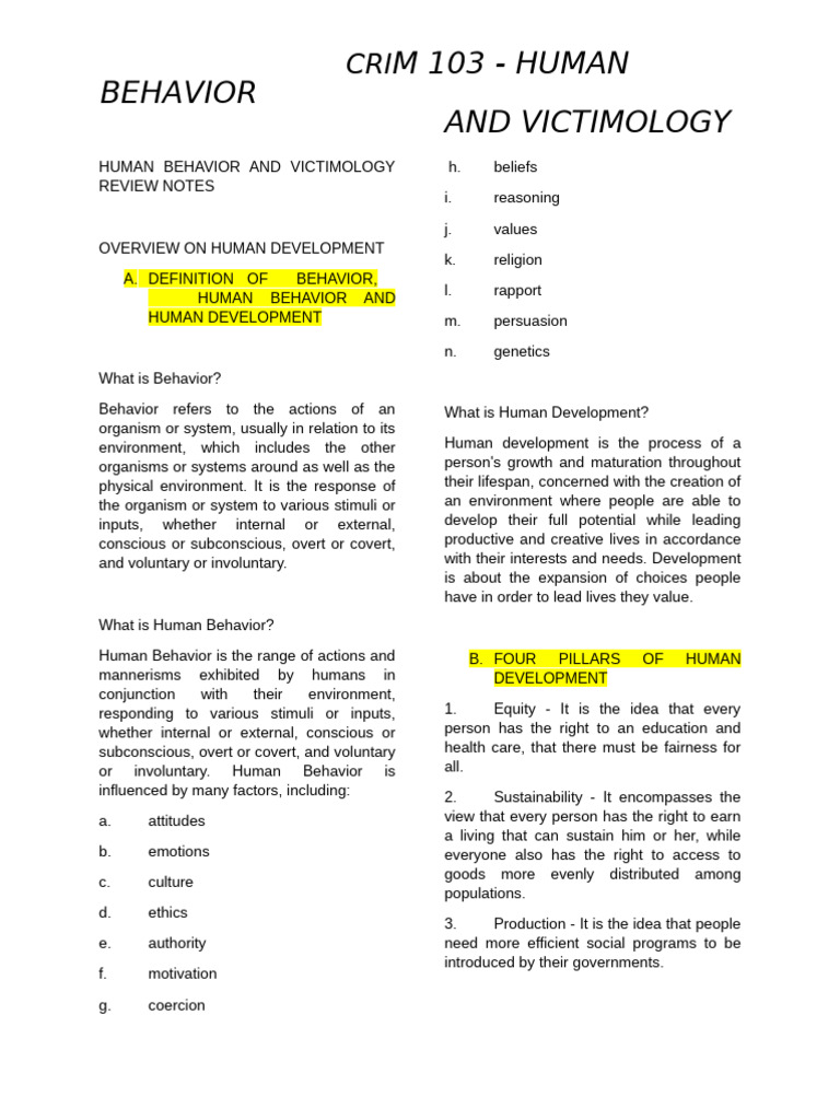 Human Behavior and Victimology Prelims | PDF