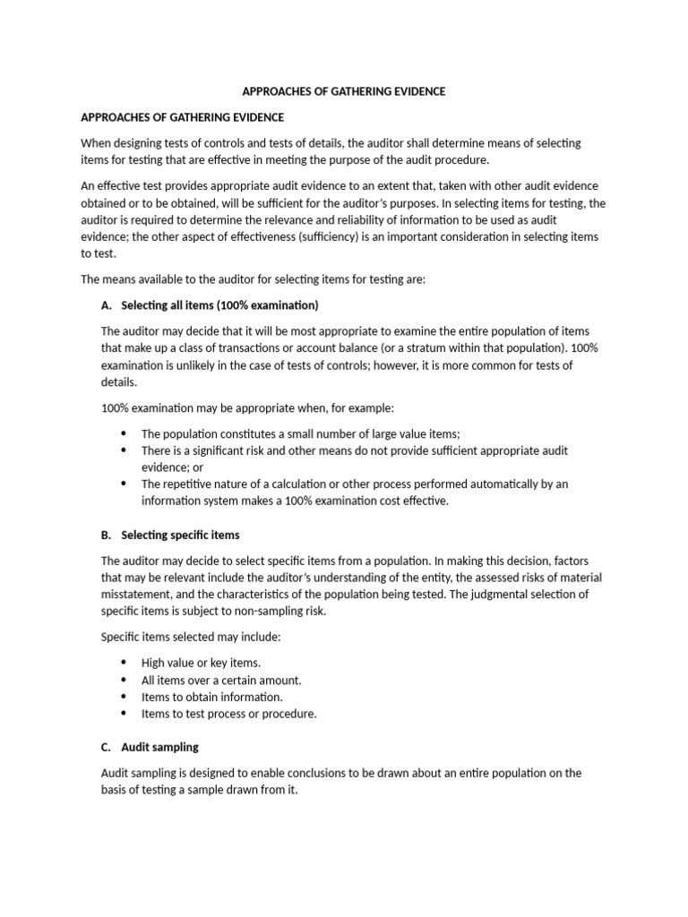 Approaches of Gathering Evidence | PDF