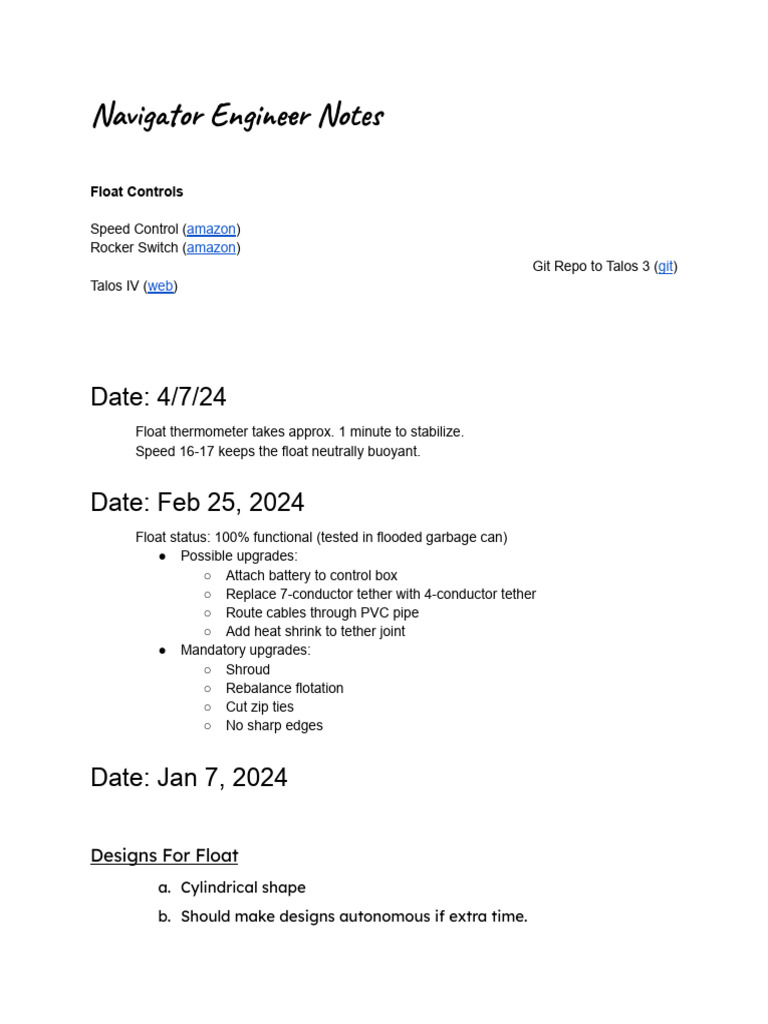 Navigator Engineer Notes | PDF