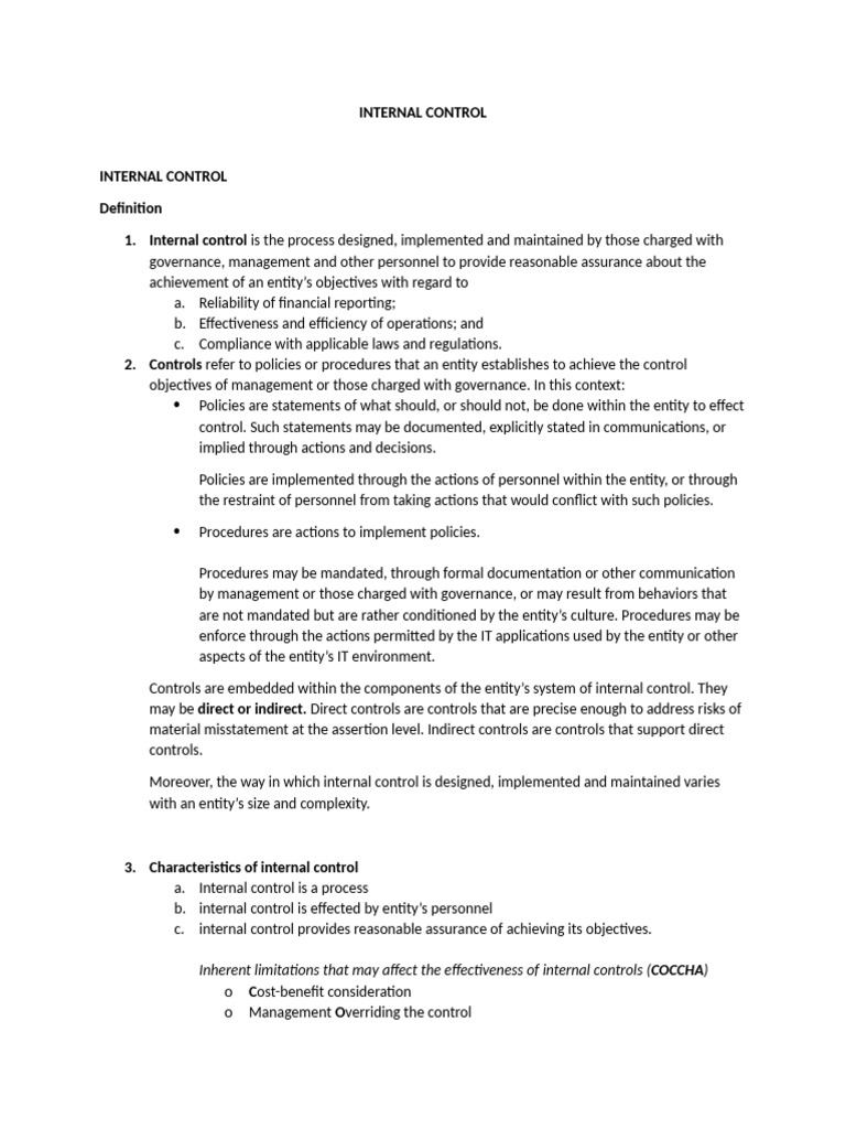 Study and Evaluation of Internal Control | PDF