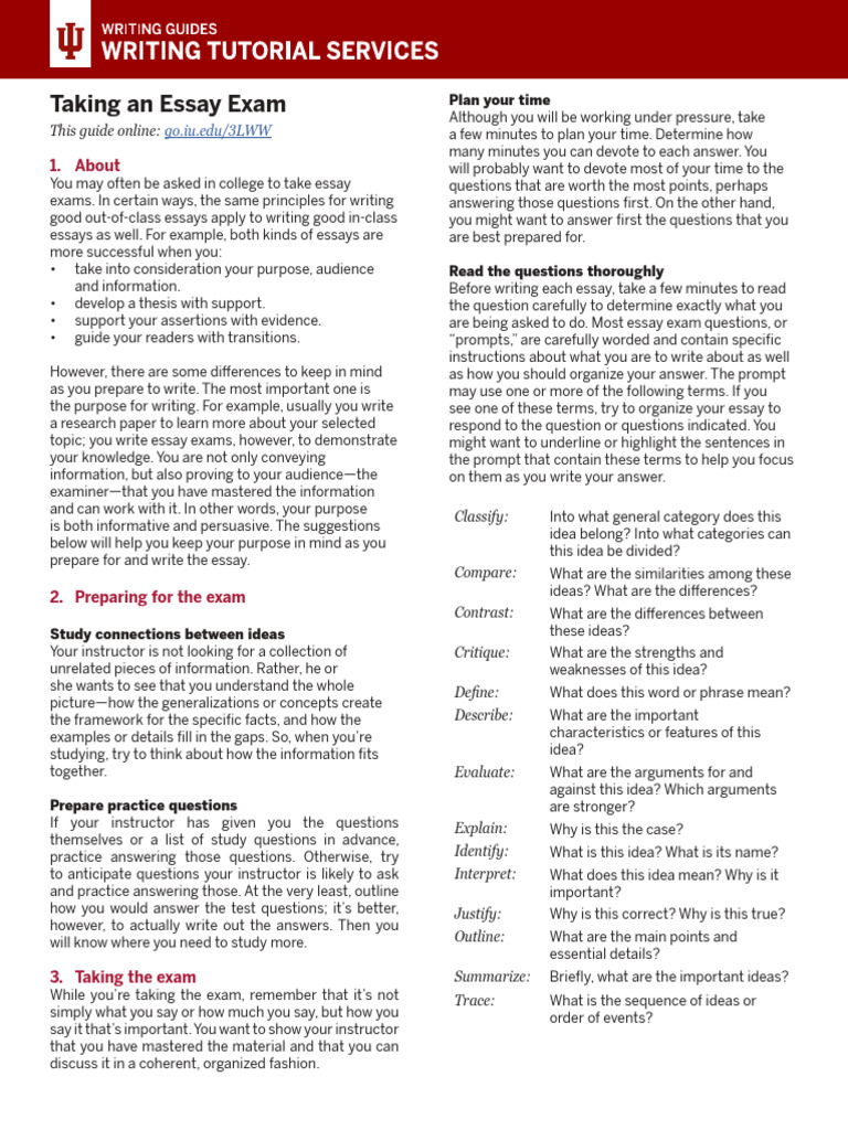 Taking Essay Exam | PDF