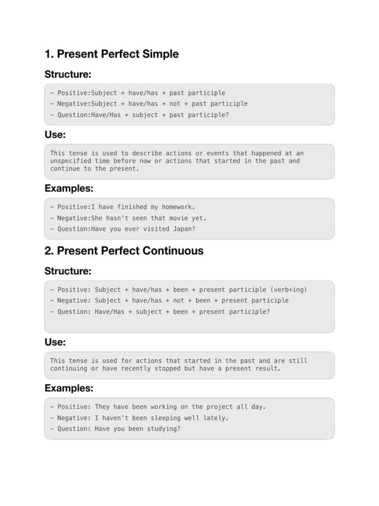 Present Perfect Simple | PDF