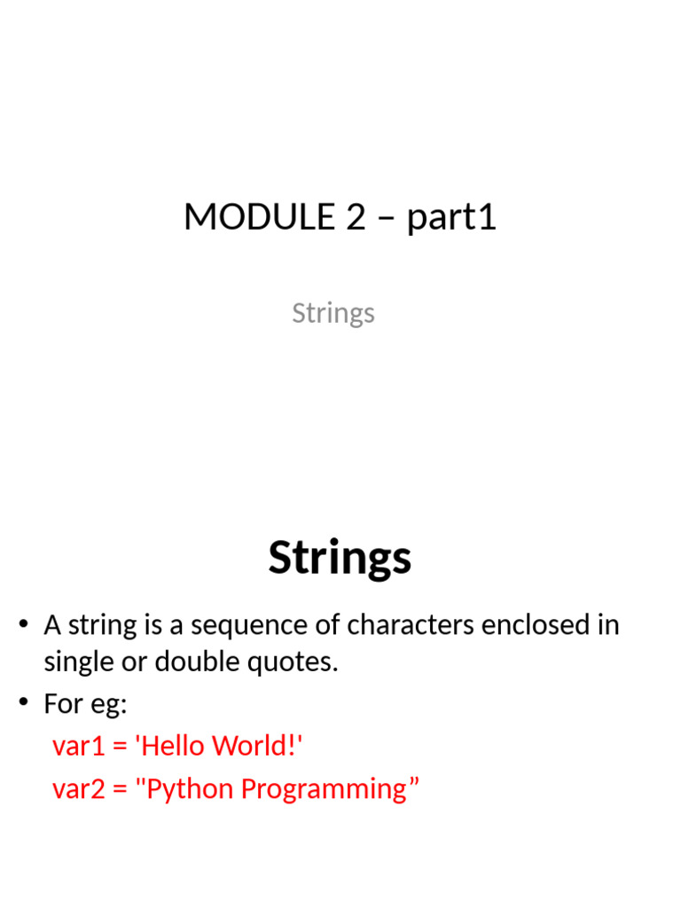 MODULE 2 part1-STRINGS | PDF