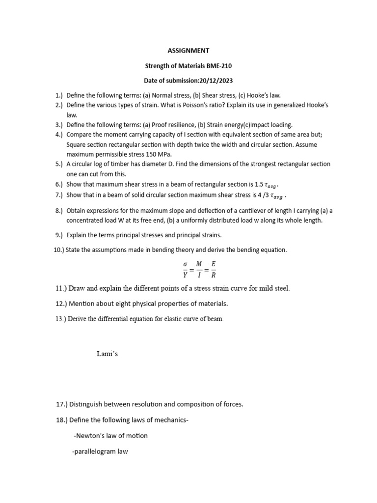 BME 210 Assignment | PDF