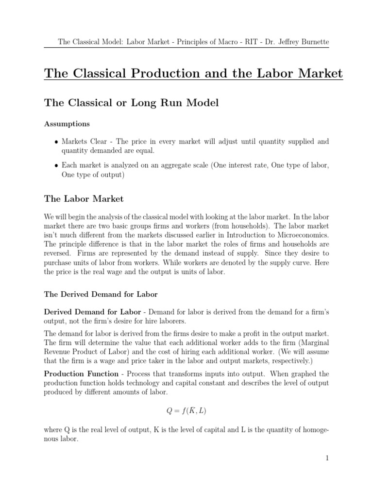 5.Classical Production & Labor Market | PDF