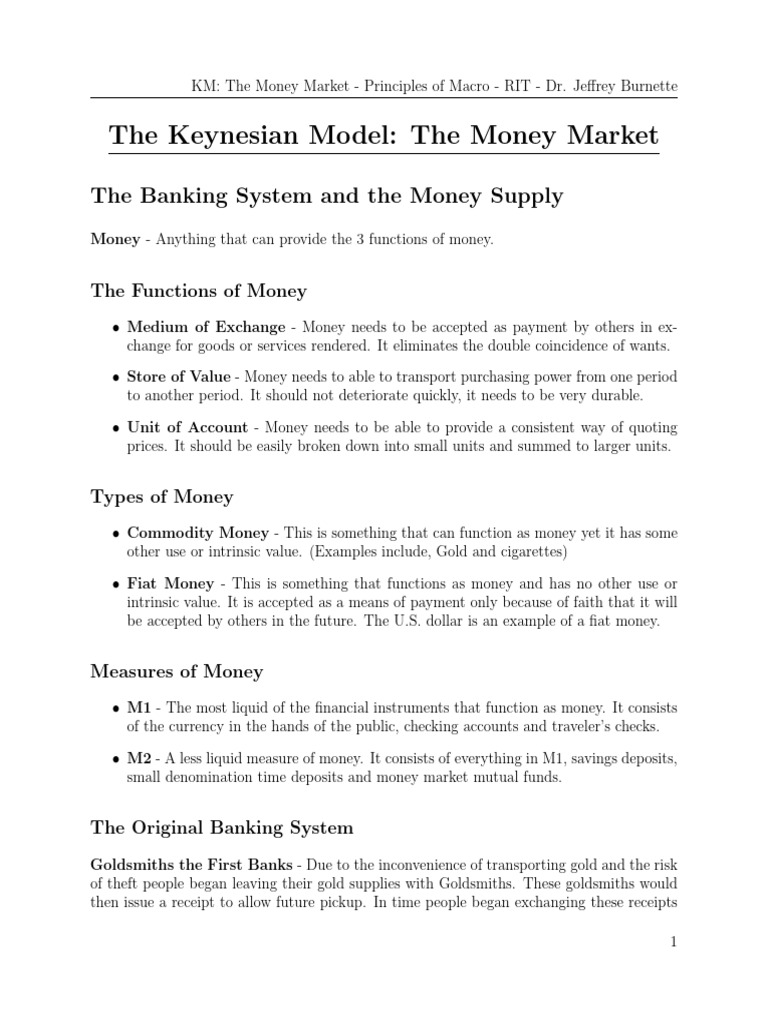 11.the Keynesian Model-The Money Market | PDF | Money | Finance & Money ... 11.the Keynesian Model-The Money Market | PDF | Money | Finance & Money ...