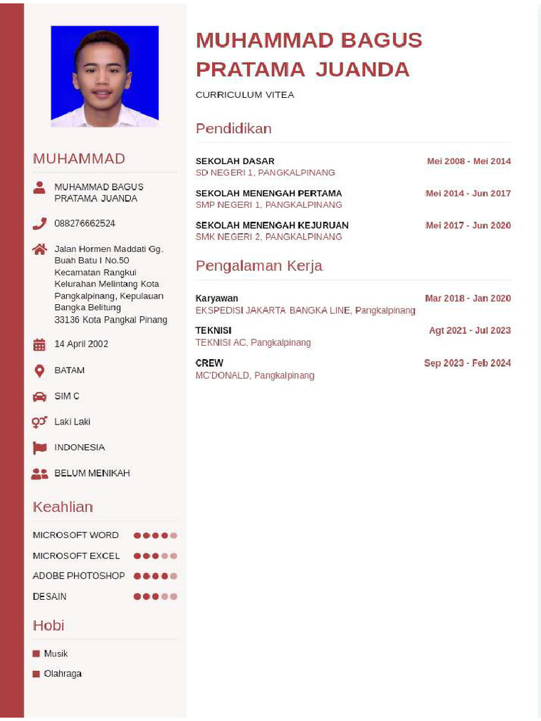 CV Muhammad Bagus Pratama Juanda | PDF