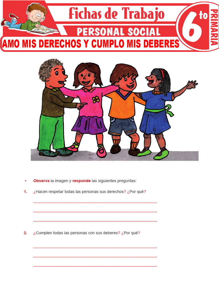 Amo Mis Derechos y Cumplo Mis Deberes para Sexto Grado de Primaria | PDF
