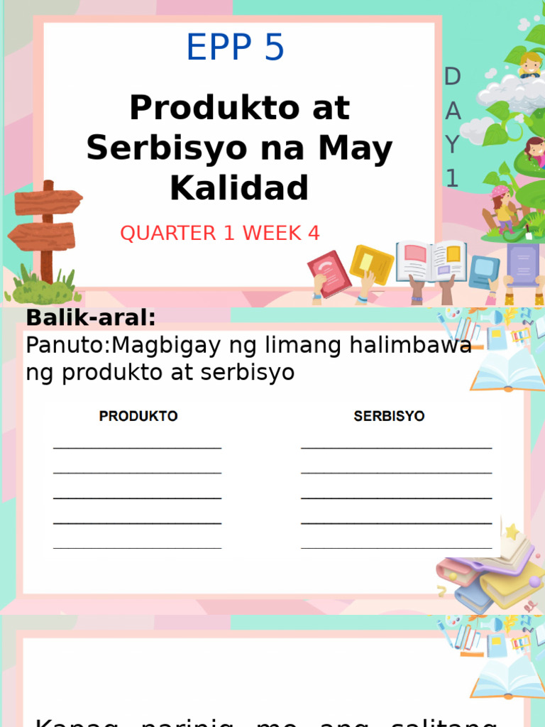 Produkto at Serbisyo Na May Kalidad: Quarter 1 Week 4 | PDF
