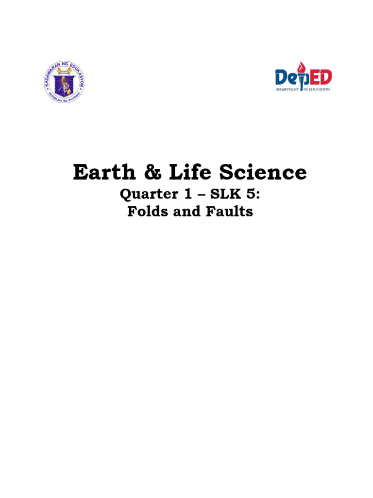 Earth and Life Science Q1 Week5 SLK5 Folds and Faults SOCO | PDF