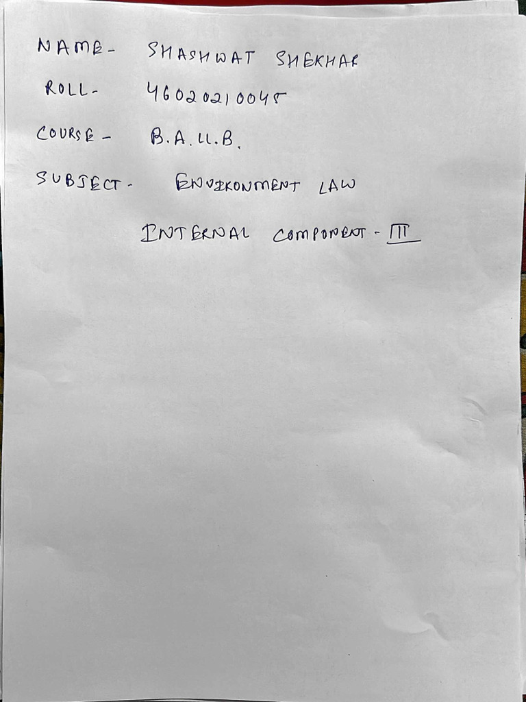 Environment Law Internal Component 3 Shashwat | PDF