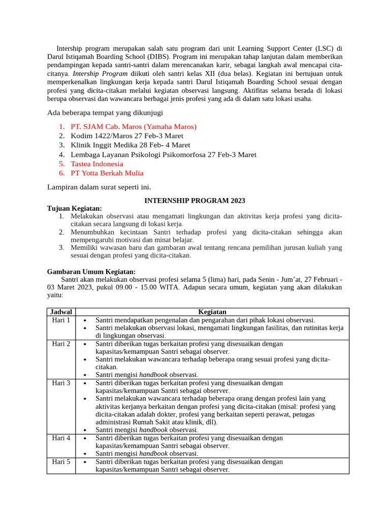 Intership Program | PDF