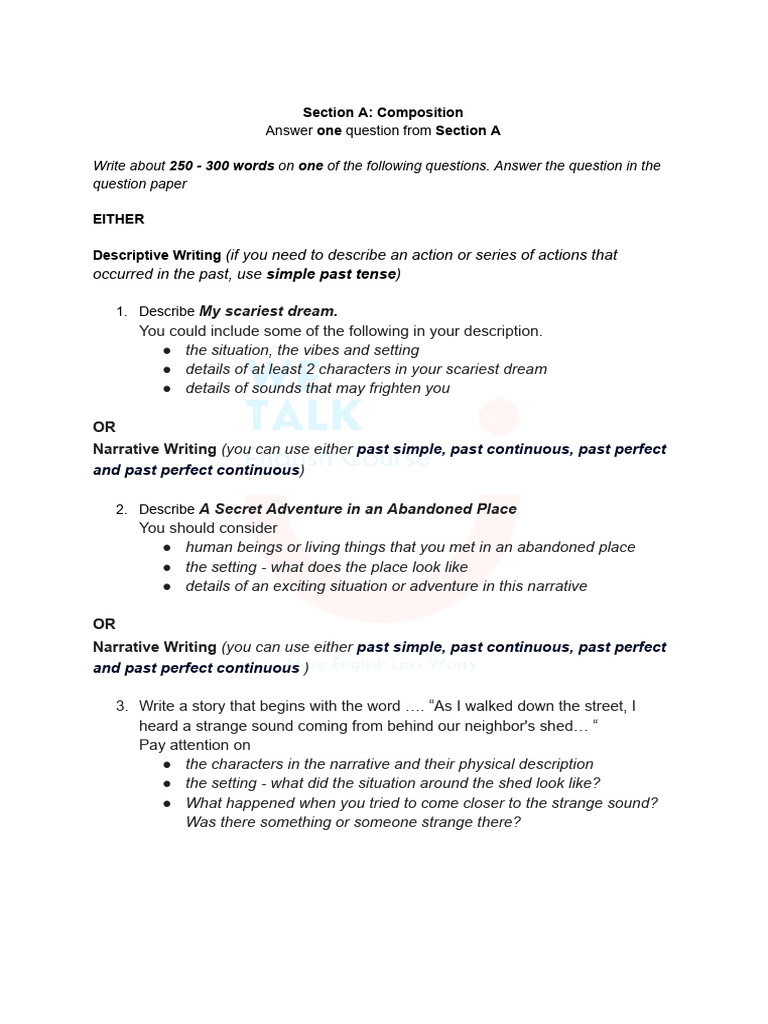 Section A_ Composition Writing - Topical Test Prep. | PDF
