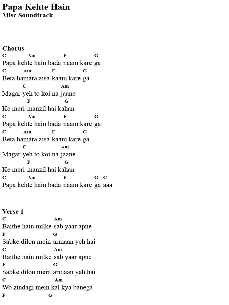 Papa Kehte Hai Chords | PDF