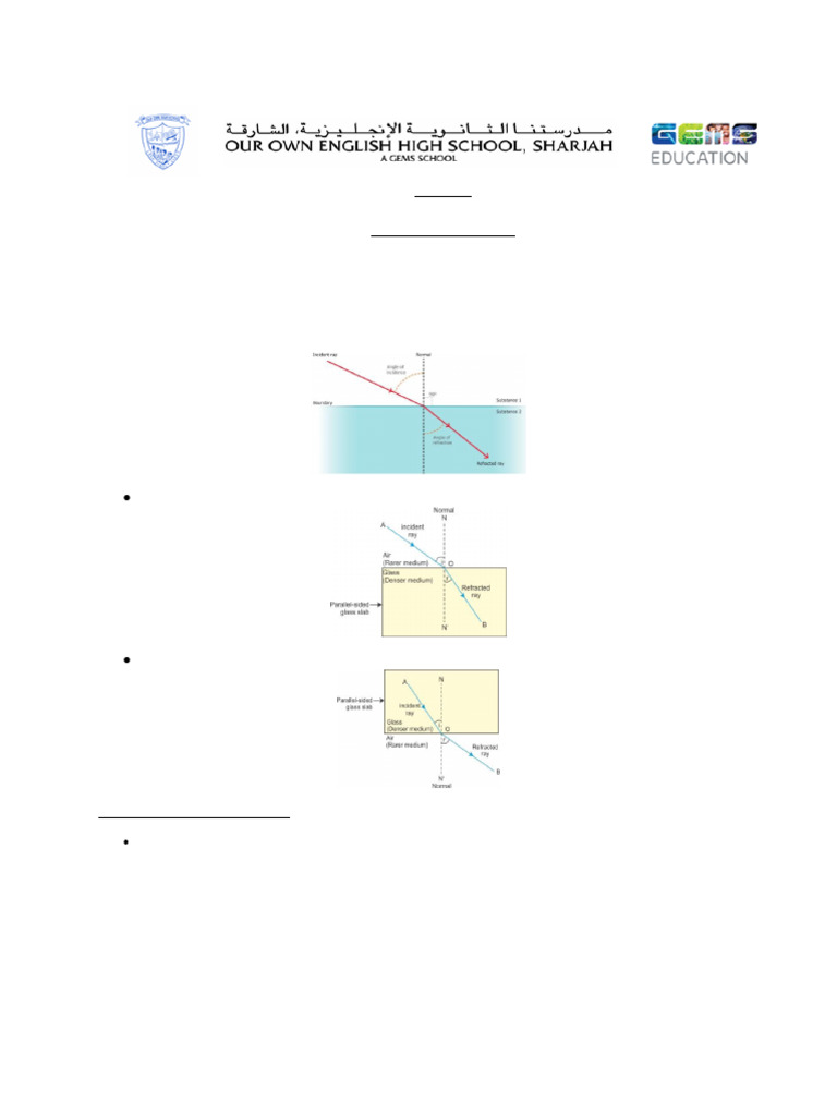 Refraction study material | PDF
