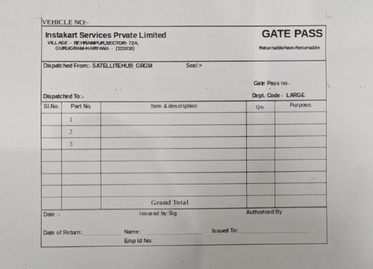 Gate Pass | PDF