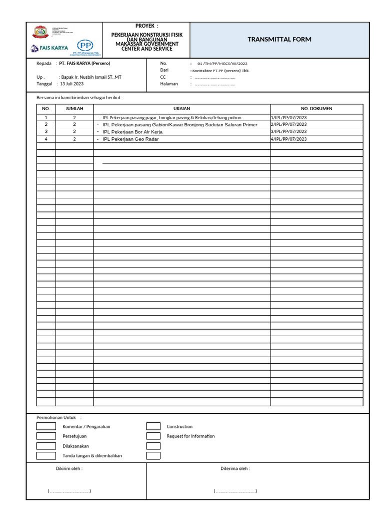 Form Transmital | PDF
