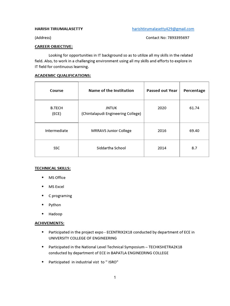Harish Resume | PDF