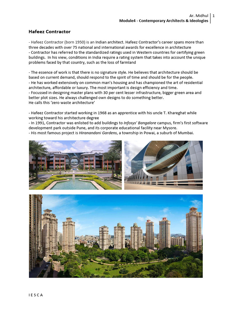 Module 4 - Contemporary Architects & Ideologies | PDF
