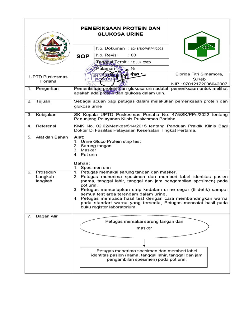 3.9.1 A Sop Pemeriksaan Protein Urin Dan Glukosa | PDF
