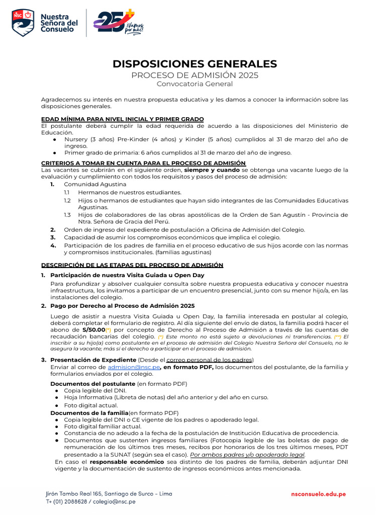 2025 Disposiciones Generales NSC | PDF